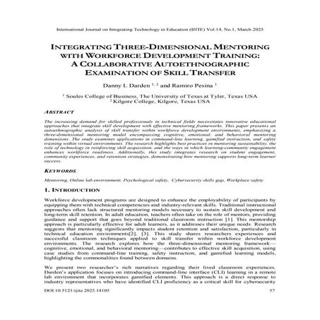 Integrating Three-Dimensional Mentoring with Workforce Development Training: A Collaborative ...