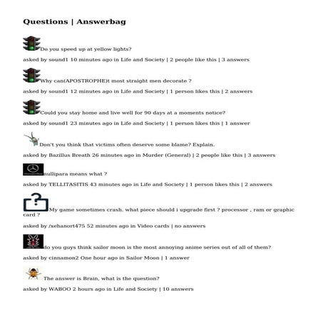 Questions | Answerbag | PDF