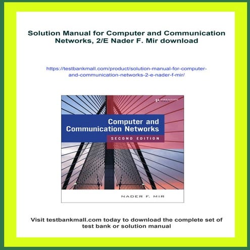 Solution Manual for Computer and Communication Networks, 2/E Nader F. Mir | PDF