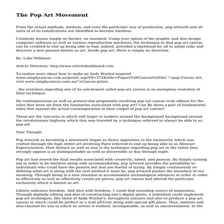 The Pop Art Movement | PDF | Modern Art | Fine Art