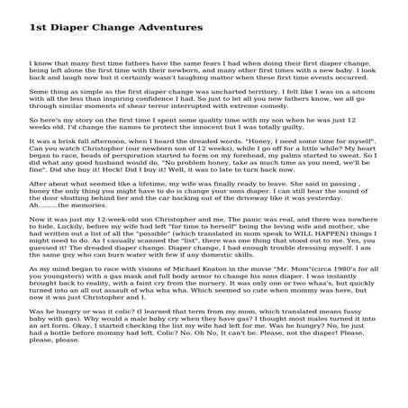 1st Diaper Change Adventures | PDF