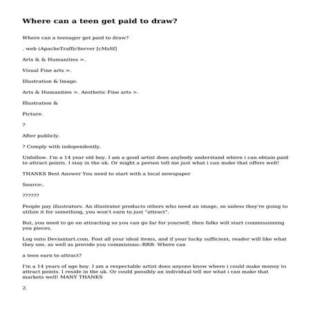 Where can a teen get paid to draw? | PDF