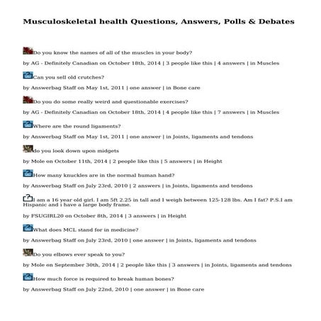 Musculoskeletal health Questions, Answers, Polls & Debates | PDF