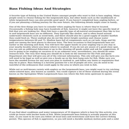 Bass Fishing Ideas And Strategies | PDF
