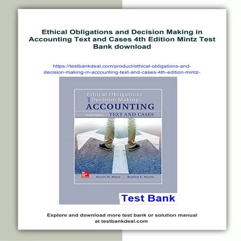 Ethical Obligations and Decision Making in Accounting Text and Cases ...