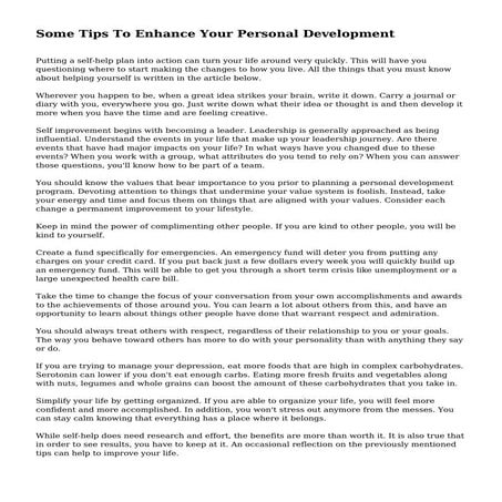 Some Tips To Enhance Your Personal Development | PDF