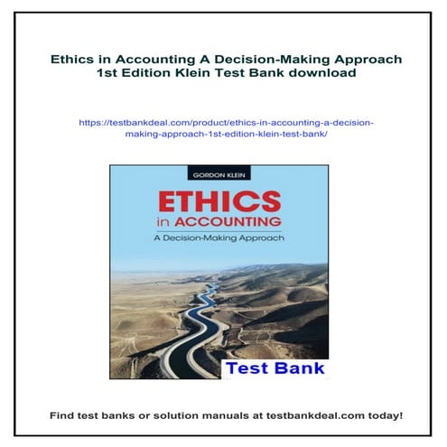 Ethics in Accounting A Decision-Making Approach 1st Edition Klein Test ...
