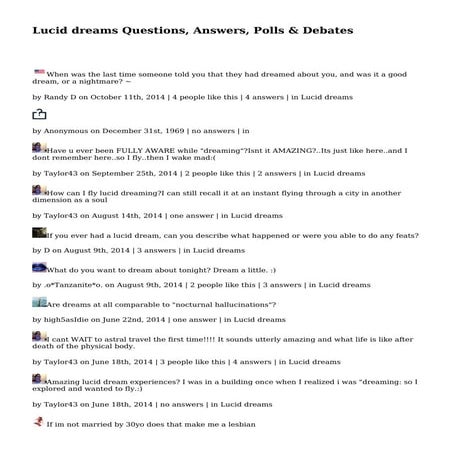 Lucid dreams Questions, Answers, Polls & Debates | PDF