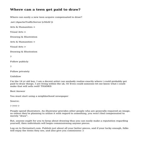 Where can a teen get paid to draw? | PDF