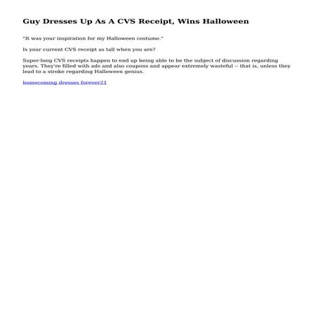 Guy Dresses Up As A CVS Receipt, Wins Halloween | PDF