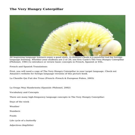 The Very Hungry Caterpillar | PDF