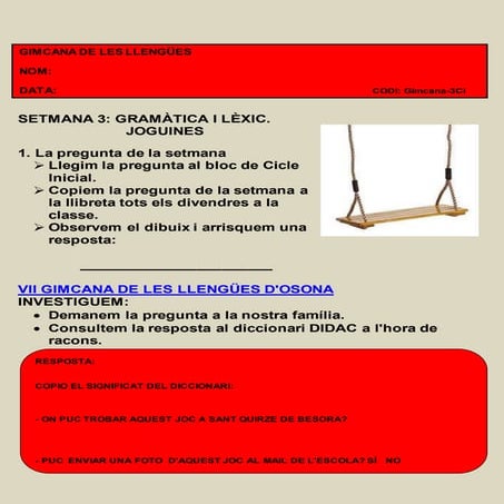 1415 ci gimcana setmana 3 gramàtica i lèxic. joguines | PDF