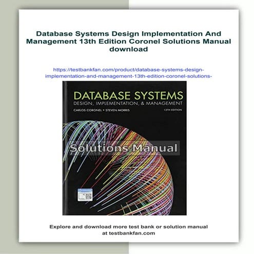 Database Systems Design Implementation And Management 13th Edition Coronel Solutions Manual Pdf
