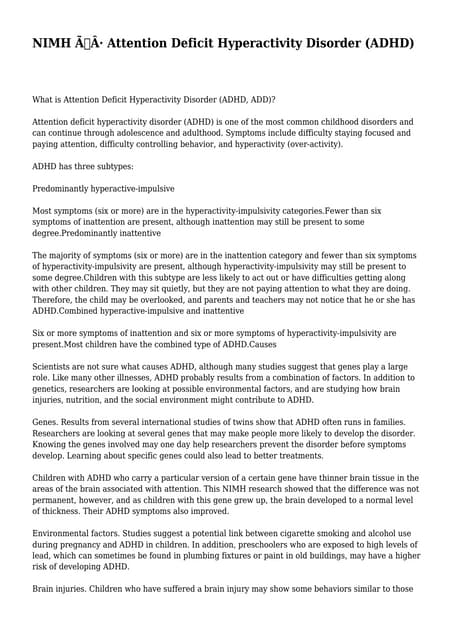 Understanding ADHD | PPT | Brain and Nervous System Disorders ...