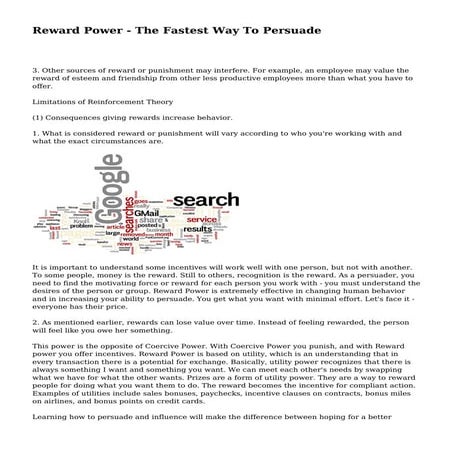 Reward Power - The Fastest Way To Persuade | PDF