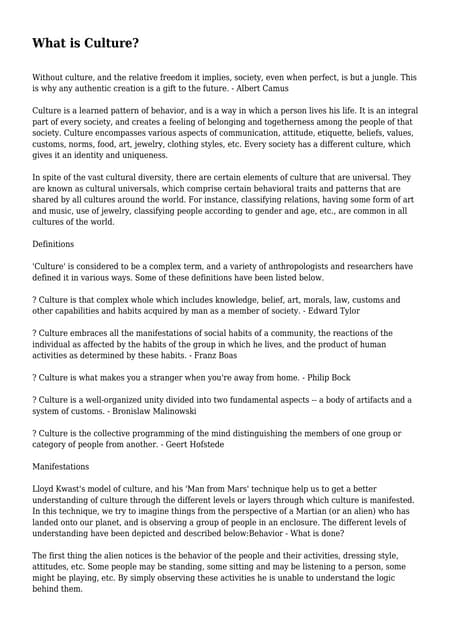 Lecture 2 What Is Culture | PPS
