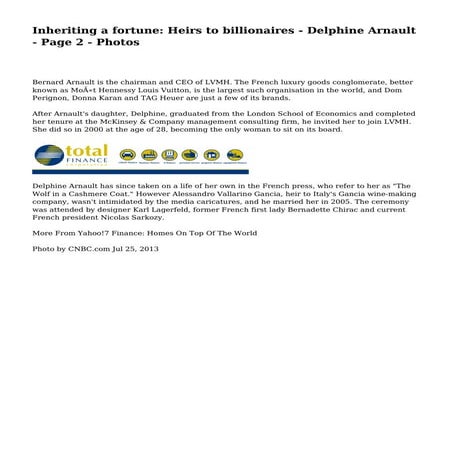 Inheriting a fortune: Heirs to billionaires - Delphine Arnault - Page 2 - Photos | PDF