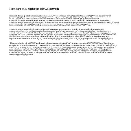 kredyt na splate chwilowek | PDF