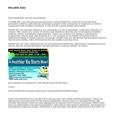 Health fair | PDF
