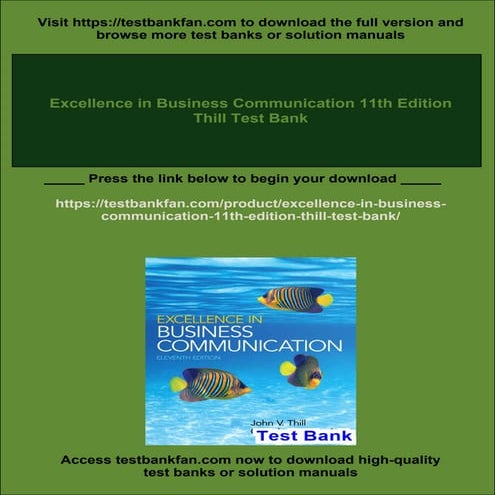 Excellence in Business Communication 11th Edition Thill Test Bank | PDF