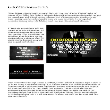 Lack Of Motivation In Life | PDF