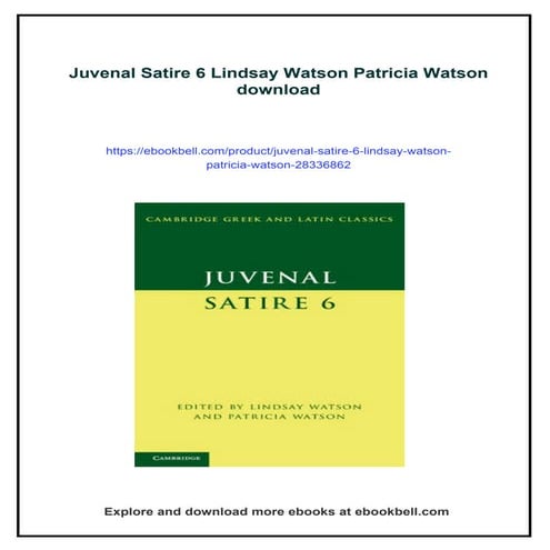 Juvenal Satire 6 Lindsay Watson Patricia Watson | PDF