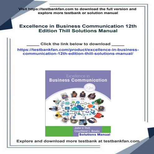 Excellence in Business Communication 12th Edition Thill Solutions ...
