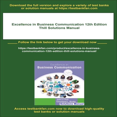Excellence in Business Communication 12th Edition Thill Solutions ...