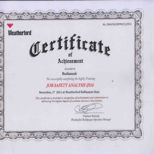 Certificate JSA | PDF