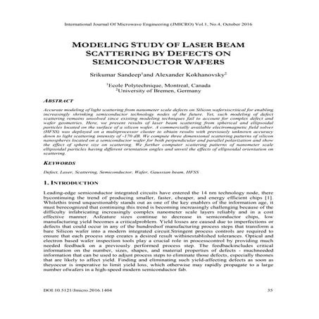 MODELING STUDY OF LASER BEAM SCATTERING BY DEFECTS ON SEMICONDUCTOR ...