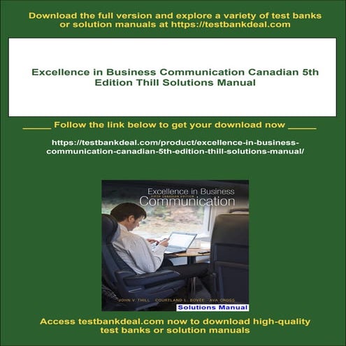 Excellence in Business Communication Canadian 5th Edition Thill ...