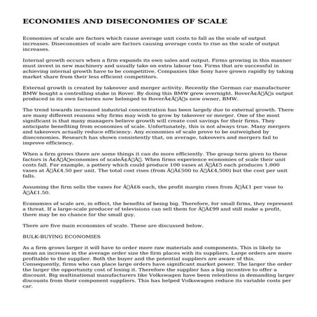 ECONOMIES AND DISECONOMIES OF SCALE | PDF