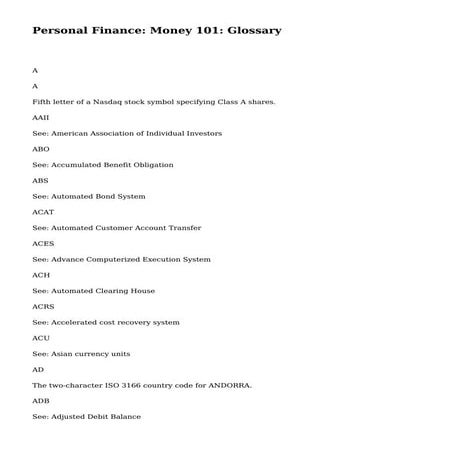 Personal Finance: Money 101: Glossary | PDF