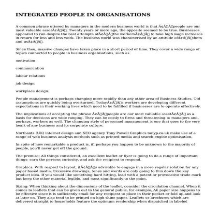 INTEGRATED PEOPLE IN ORGANISATIONS | PDF