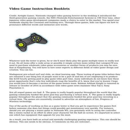 Video Game Instruction Booklets | PDF