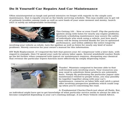 Do It Yourself Car Repairs And Car Maintenance | PDF