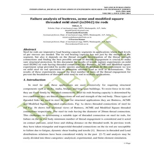 Failure analysis of buttress, acme and modified square threaded mild ...