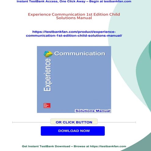 Experience Communication 1st Edition Child Solutions Manual | PDF