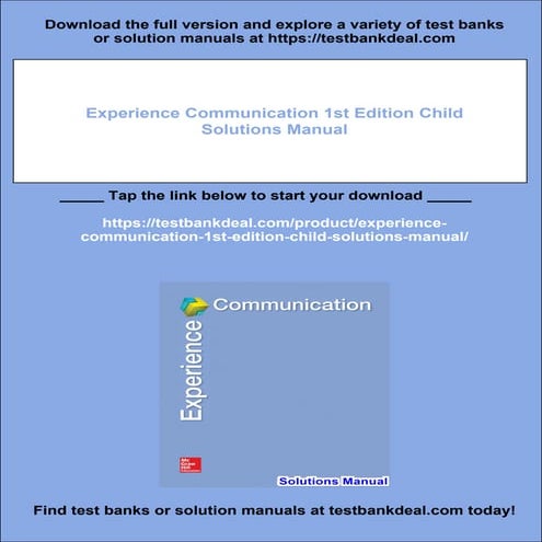 Experience Communication 1st Edition Child Solutions Manual | PDF