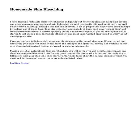 Homemade Skin Bleaching | PDF | Skin and Dermatology | Diseases and ...