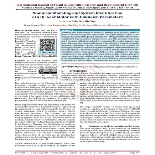 Nonlinear Modeling and System Identification of a DC Gear Motor with ...