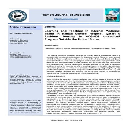 Learning and teaching in internal medicine teams in hamad general ...