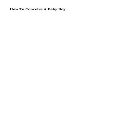 How To Conceive A Baby Boy | PDF