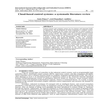 Cloud-based control systems: a systematic literature review | PDF