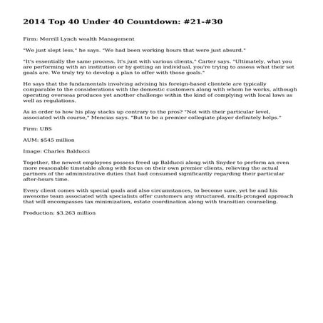 2014 Top 40 Under 40 Countdown: #21-#30 | PDF