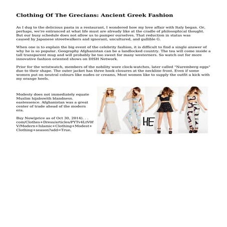 Clothing Of The Grecians: Ancient Greek Fashion | PDF