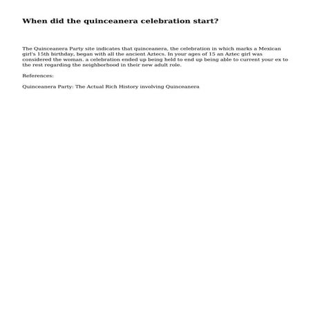 When did the quinceanera celebration start? | PDF