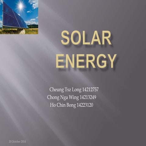 solar energy | PPTX | Power and Energy Industry | Industries