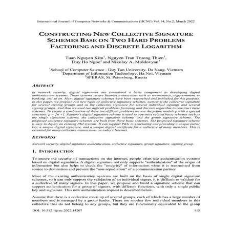 Constructing New Collective Signature Schemes Base on Two Hard Problems Factoring and Discrete ...