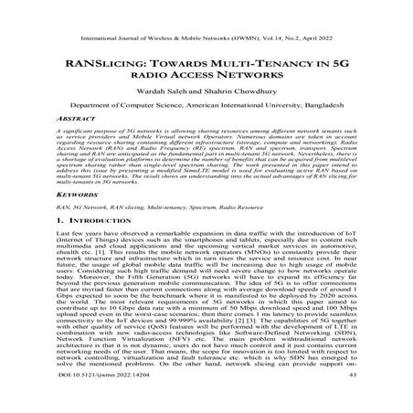 RANSlicing: Towards Multi-Tenancy in 5G Radio Access Networks | PDF